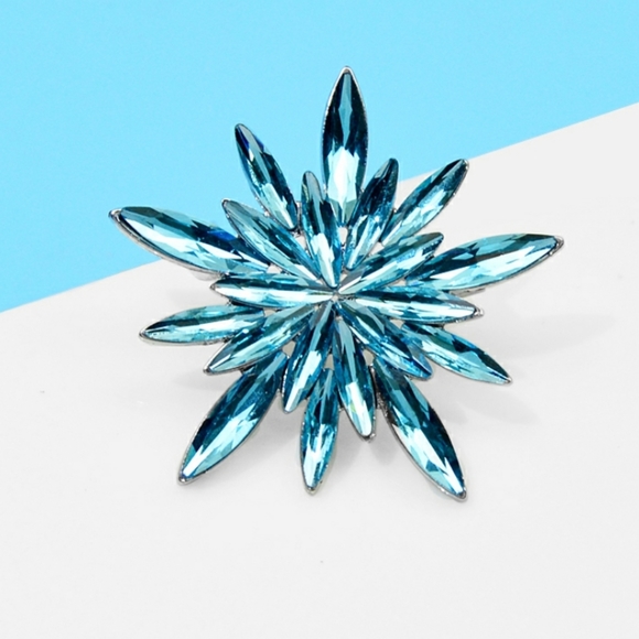Jewelry | Crystal Blue Snowflake Brooch Pin | Poshmark